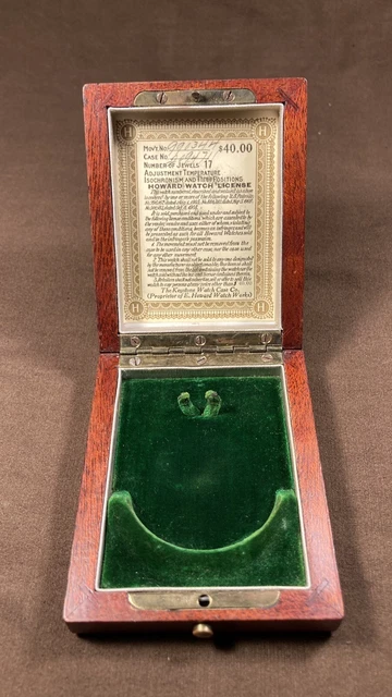 E. HOWARD WATCH Co. Pocket Watch Wood Display Presentation Box Papers ...