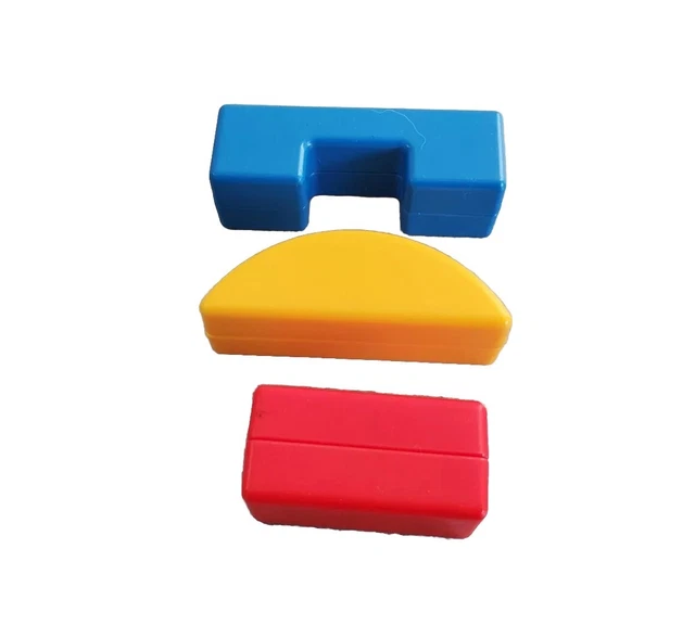 PLAYMOBIL LOT DE 3 Cubes de construction Du Set 5567 Rouge Bleu Jaune ...