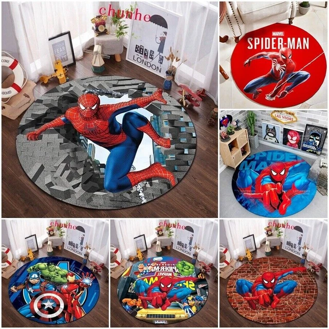 MARVEL THE AVENGERS Spiderman Round Rug Bedroom Carpet Doormat Non-slip ...