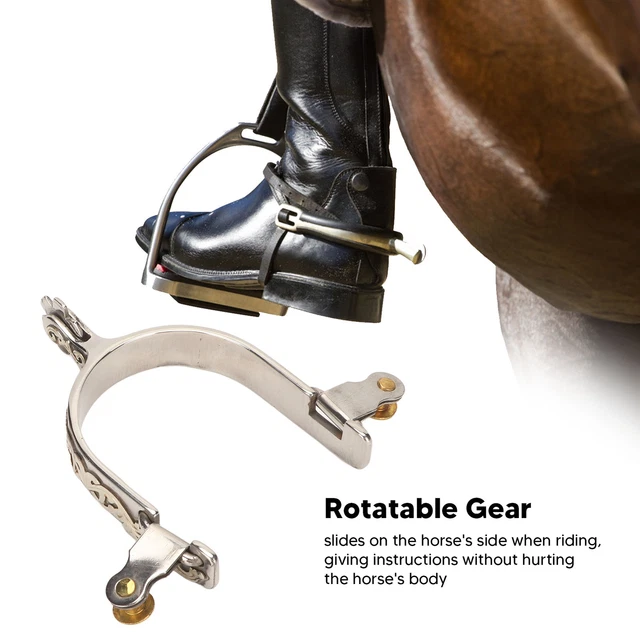 1 PAIR HORSE Spurs Stainless Steel Cowboys Spurs Men Women Horse Boo ...
