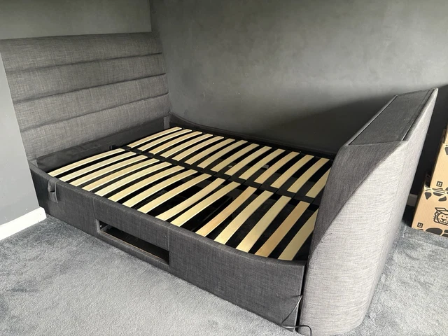 DOUBLE TV BED + Mattress Full Working Order Grey Slate Colour LG TV £21 ...