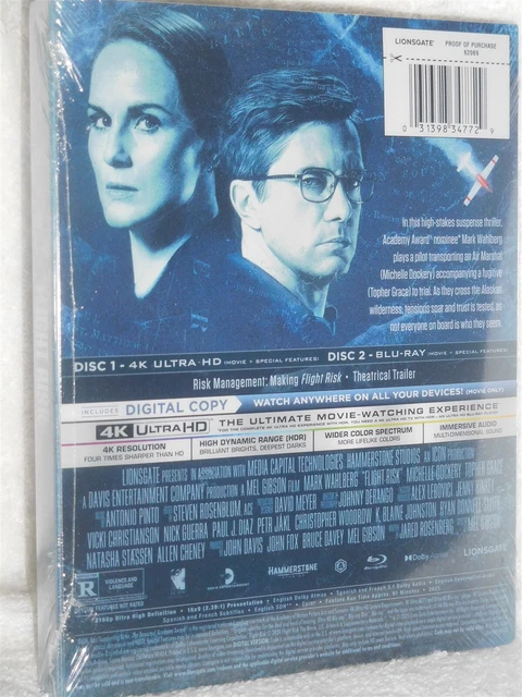 FLIGHT RISK (4K/BLU-RAY, 2025, STEELBOOK) NEW Mark Wahlberg Mel Gibson ...