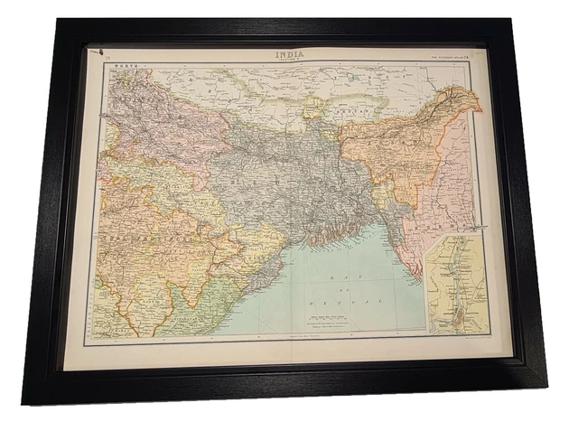 ANTIQUE FRAMED CITIZEN'S Atlas World Map from the 1890's India (2) £37. ...