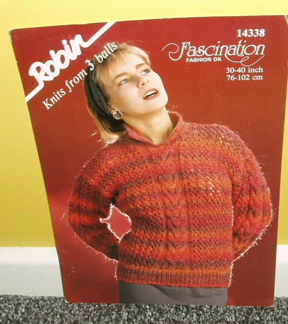 ROBIN KNITTING PATTERN for ladies DK cable and lacy jumper - 14338- NEW ...