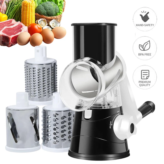 3-IN-1 KITCHEN VEGETABLE Food Manual Drum Grater Chopper Slicer Cutter ...
