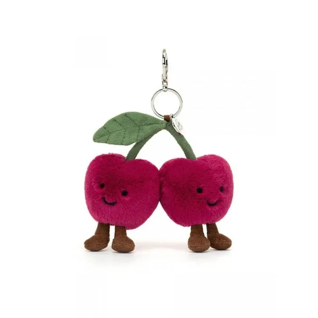 JELLYCAT AMUSEABLES CHERRIES Bag Charm Cherry Keychain Tags + Dust Bag ...