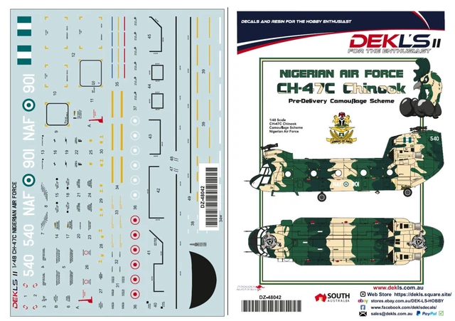 1/48 DECALS-CH47C CHINOOK-NIGERIAN Air Force - DEKL's II $19.00 ...