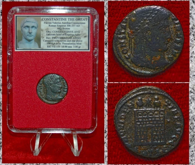 ANCIENT ROMAN EMPIRE Coin CONSTANTINE THE GREAT Campgate Thessalonica ...