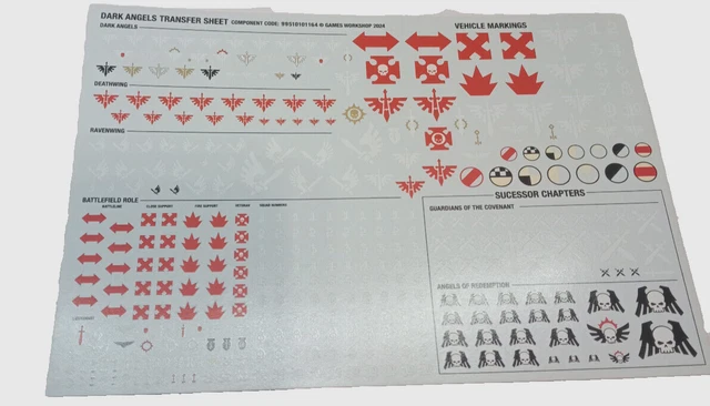 2024 DARK ANGELS Transfer Sheet Decals DA Primaris Bits Bitz Warhammer ...