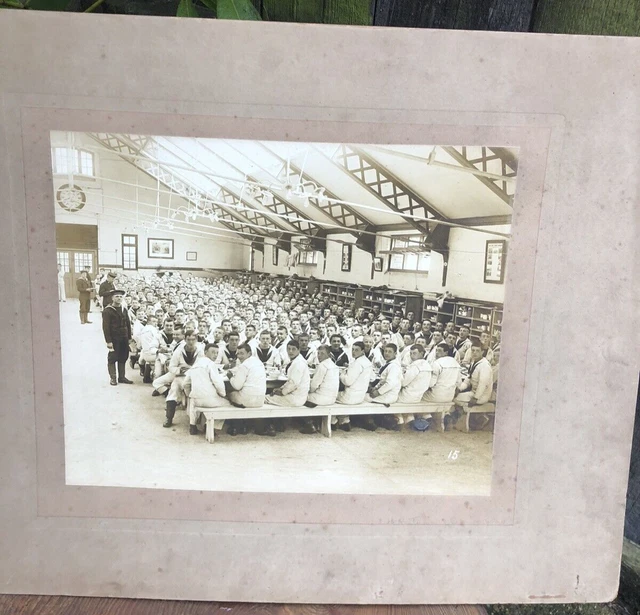 ANTIQUE WW1 ROYAL Navy HMS Ganges canteen b/w photograph ex-large 18" x ...