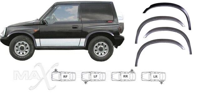 WHEEL ARCH TRIMS for SUZUKI VITARA 3dr front rear 4 pcs Black Matt new ...