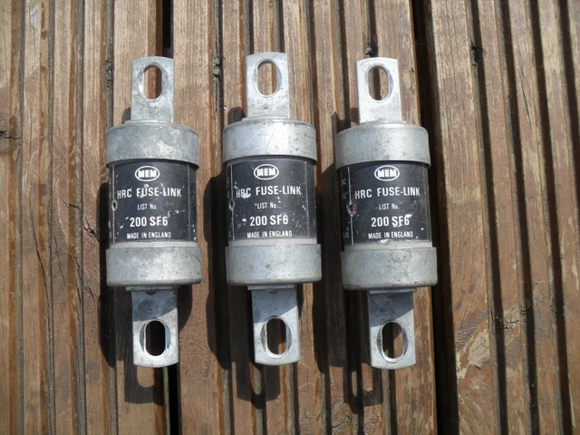 3 X MEM 200SF6, 200A hrc fuses, BS88-1967, fuse-links. Asta certified ...