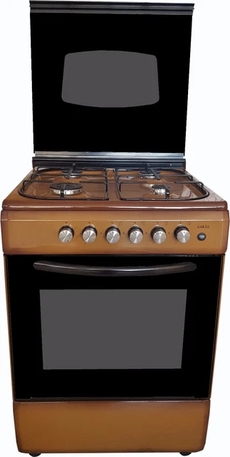 CUCINA A GAS 60x60 MARRONE grill e accensione elett. coperchio vetro ...