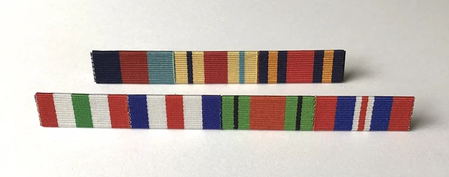 WW2 MEDAL RIBBON Bar/Ribbon Rack 7 Full Size Ribbons Mounted On Two ...