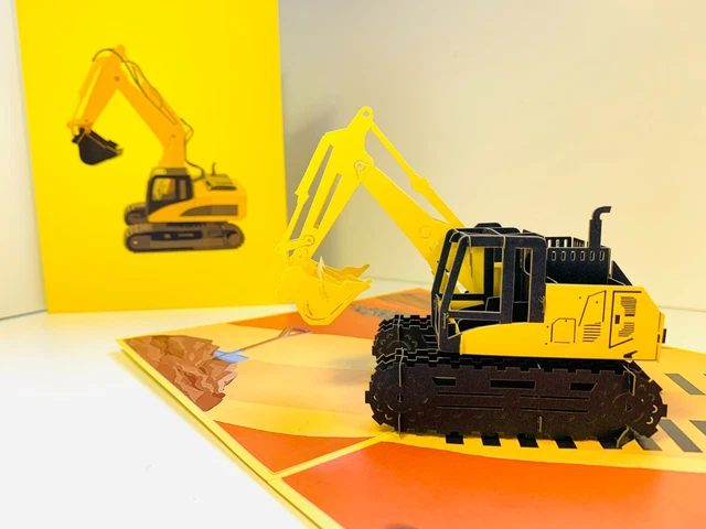 ORIGAMI POP CARDS Excavator Crane Digger Truck 3D Thank You Pop Up ...
