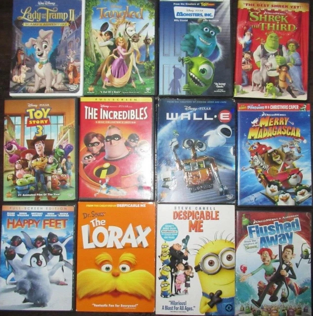 DISNEY PIXAR 13 Kids DVD Movie Lot Lorax Mary Poppins Incredibles Wall ...