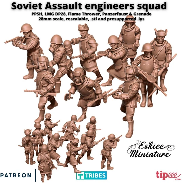 28mm Ww2 Soviet Assault Engineers 3d Printed Eskice Miniatures Bolt Action £1199 Picclick Uk 