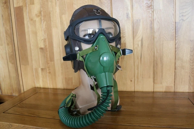 ORIGINAL SURPLUS AIR Force Early Leather Pilot Helmet,Face Mask,Clear ...