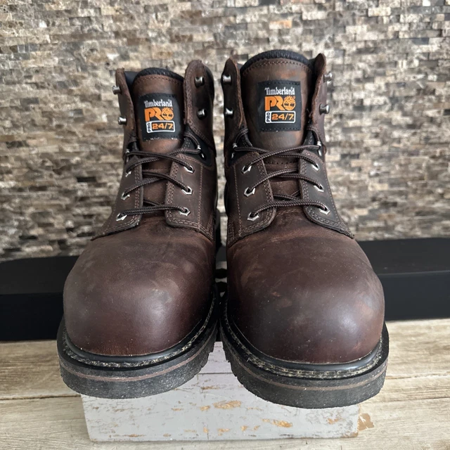 TIMBERLAND PRO MEN'S 6" Pit Boss Steel Toe Work Boots 33034 Brown Size ...