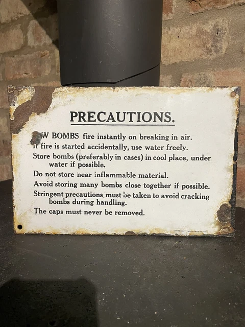 ENAMEL SIGN BOMBS original old rare Advertising antique ww2 army ...