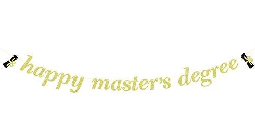 GOLD GLITTER HAPPY Master's Degree Banner - Congrats Masters Banner ...