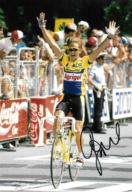 GREG LEMOND IN action tour de france and wins the race signed 12x8 ...