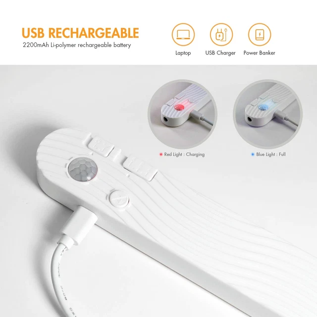 SENSKY MOTION SENSOR LED Strip Lights Rechargeable 3000k Warm White 2m ...