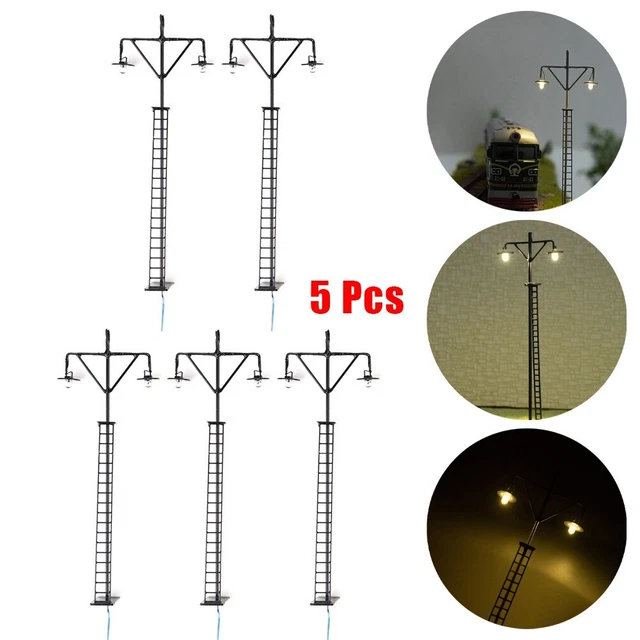 8*-MODEL RAILWAY YARD Light HO Scale 1:87 LED Street Light Warm White ...