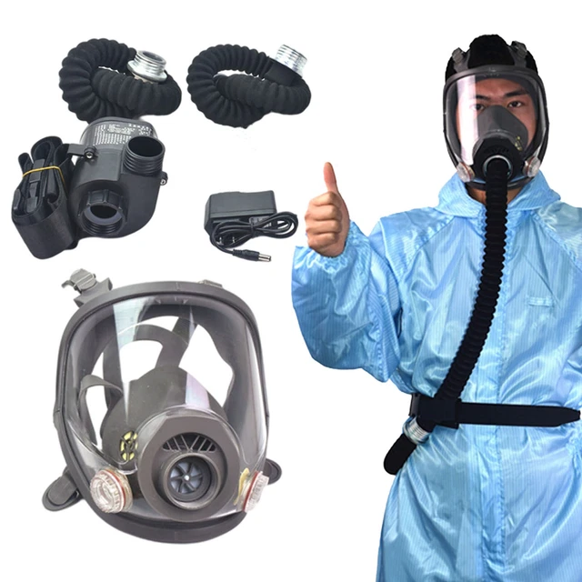 ELECTRIC FULL FACE Gas Mask Respirator System Constant Flow Air Fed ...