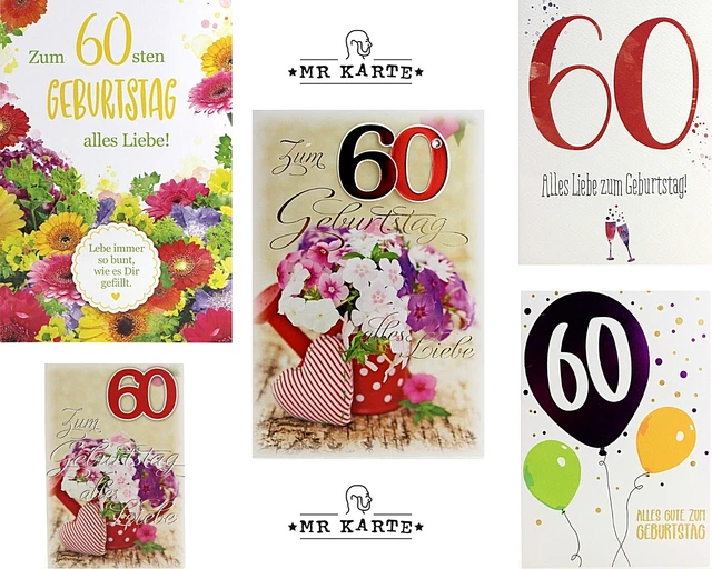 KARTE ZUM 60 Geburtstag sechzig Jahre Geburtstagskarte Glückwunschkarte ...
