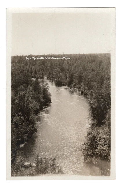RPPC PERE MARQUETTE River Baldwin Michigan 1923 carte postale photo vue ...