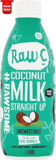 COCONUT MILK RAW C 1 Litre Pack of 6 Dairy Free Vegan Cooking Essential ...