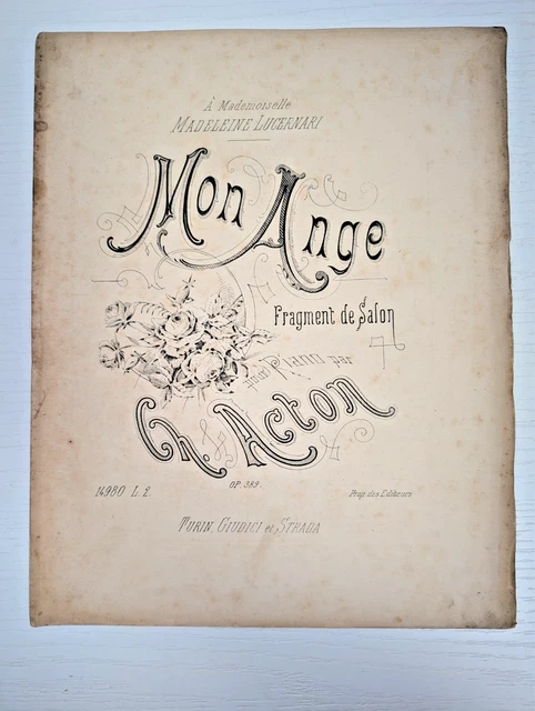 SPARTITO ANTICO MON Age Ch Acton op 389 Pianoforte Torino Giudice e ...