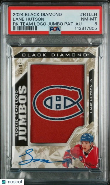 2024 UD BLACK Diamond Rookie Team Logo Jumbo Patch Auto Lane Hutson PSA ...
