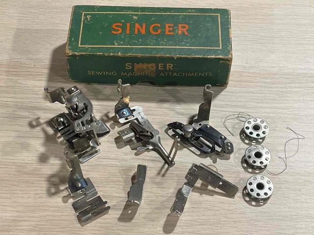 SINGER SEWING MACHINE 6pc Attachment Set w/ Box - Slant Needle - 301+ w ...