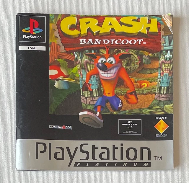 CRASH BANDICOOT PS1 PlayStation PAL PLATINUM Instruction Booklet Manual ...