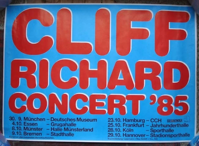 CLIFF RICHARD POSTER Plakat Concert Tour 1985 rare rar EUR 9,99 ...