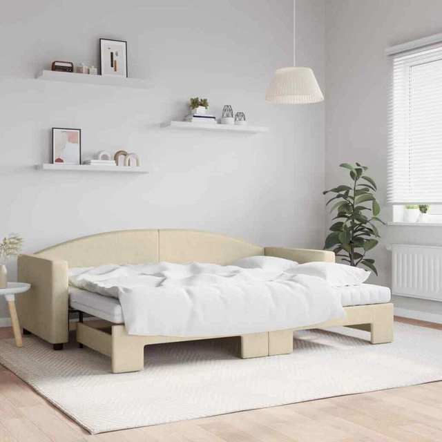 LIT DE JOUR avec gigogne et matelas crème 80x200 cm tissu EUR 616,85 ...