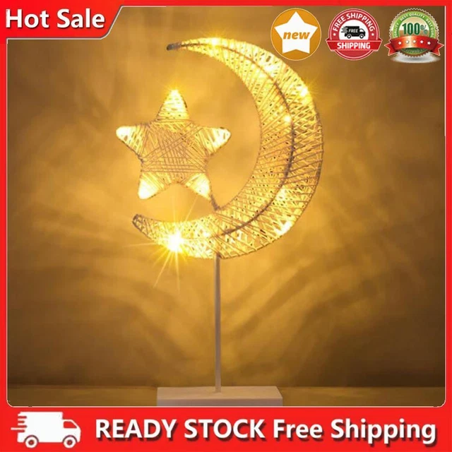 HOME ROMANTIC BEDSIDE Lamp Battery Operated LED Star Moon Night Light ...