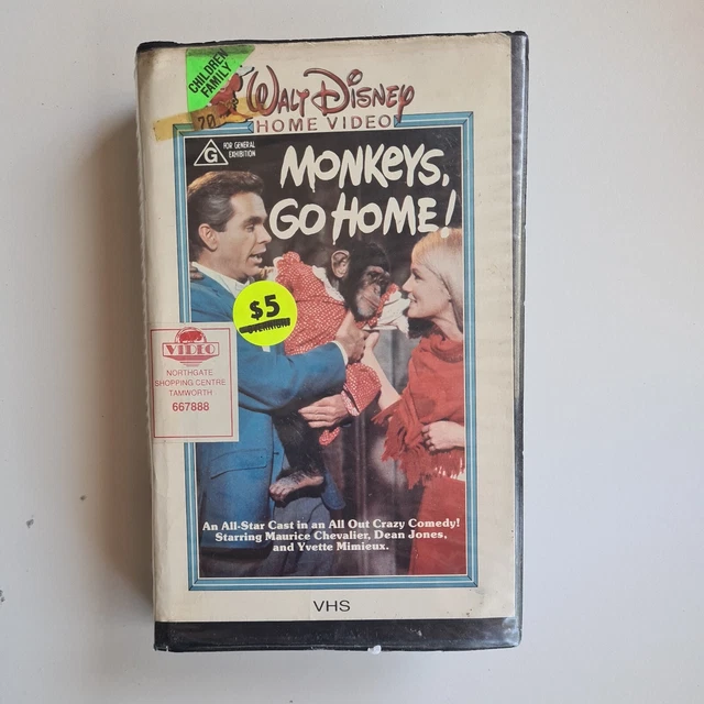 MONKEY GO HOME 1967 Walt Disney PAL VHS Home Video Clamshell Ex-RENTAL ...