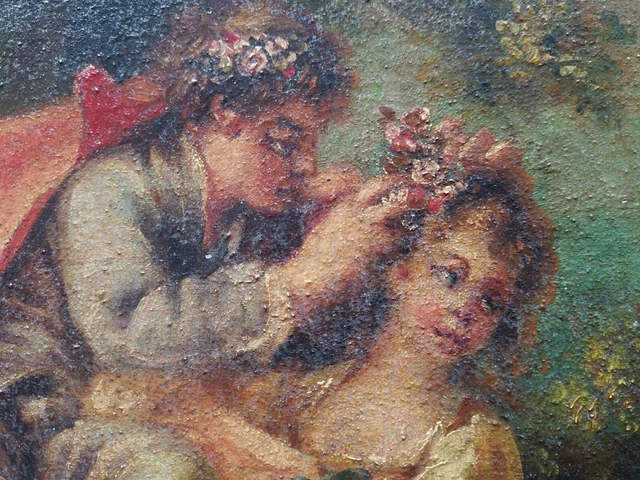 TABLEAUX ANCIENS: paire d'huiles anciennes scènes galantes EUR 600,00 ...