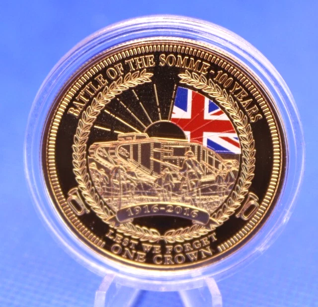 BATTLE OF SOMME 100 Yr WW1 Centenary TDC 2016 24Ct Gold Layered Crown ...