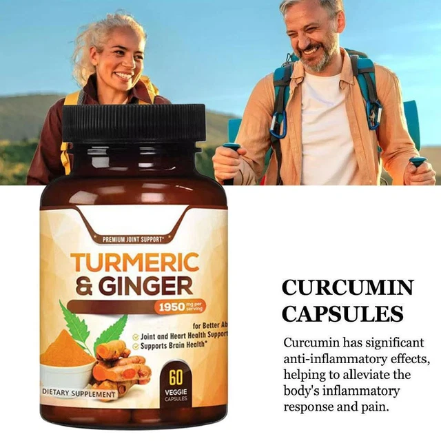 ORGANIC TURMERIC CURCUMIN 60 Capsules with Black Pepper & Ginger FAST ...