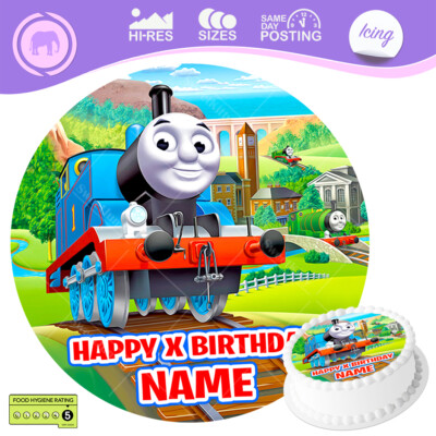THOMAS THE TANK Engine Circle Round Cake Topper Decoration Personalised ...