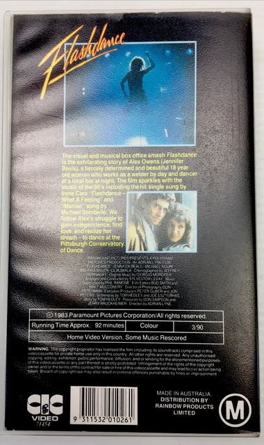 FLASHDANCE VHS JENNIFER Beals Cassette Tape PAL M 1983 CIC Video $24.99 ...