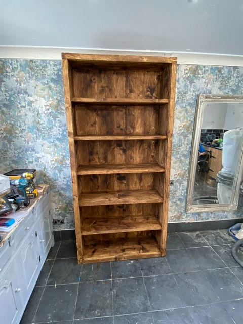 RUSTIC RECLAIMED BOOKCASES made from reclaimed scaffold boards, Bespoke Handmade £454.50 ...