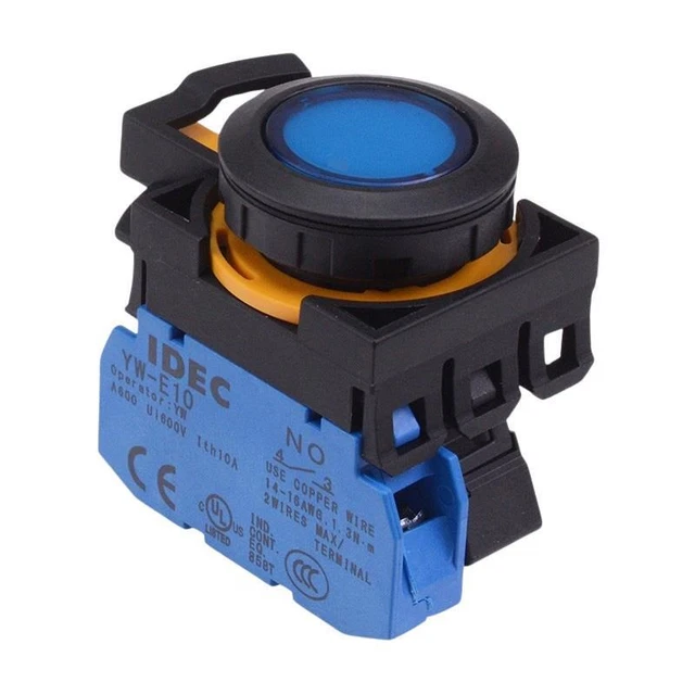 IDEC CW SÉRIES Bleu 12V Illuminé Momentané Flush Commutateur Bouton Poussoir 1NO EUR 41,56 ...