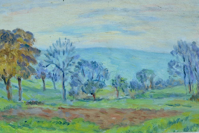 PAINTING ANTIQUE IMPRESSIONIST Landscape Raised From Country Basque ...