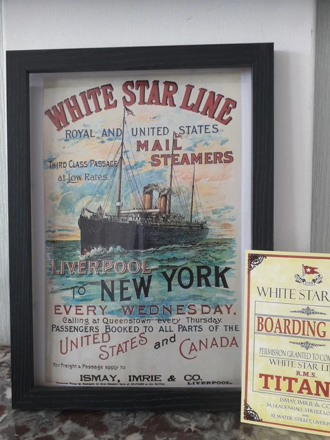 WHITE STAR LINE Poster liverpool new york Mail Steamer Royal USA 3rd ...