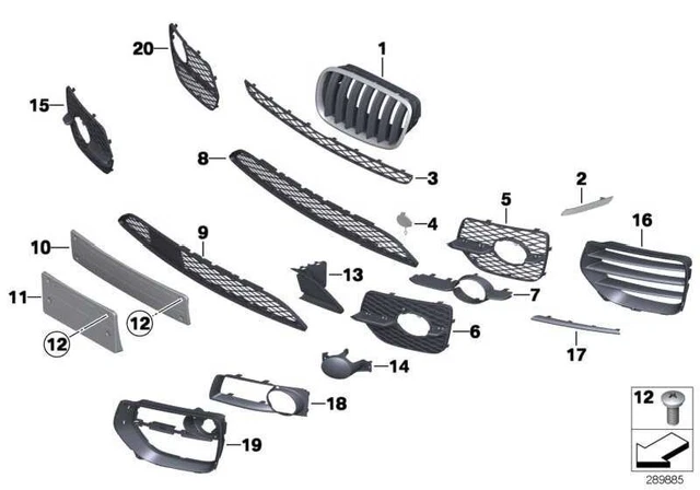 BMW X6 E71 E72 Front Bumper Fog Light Open Grill Right 51117176278 ...